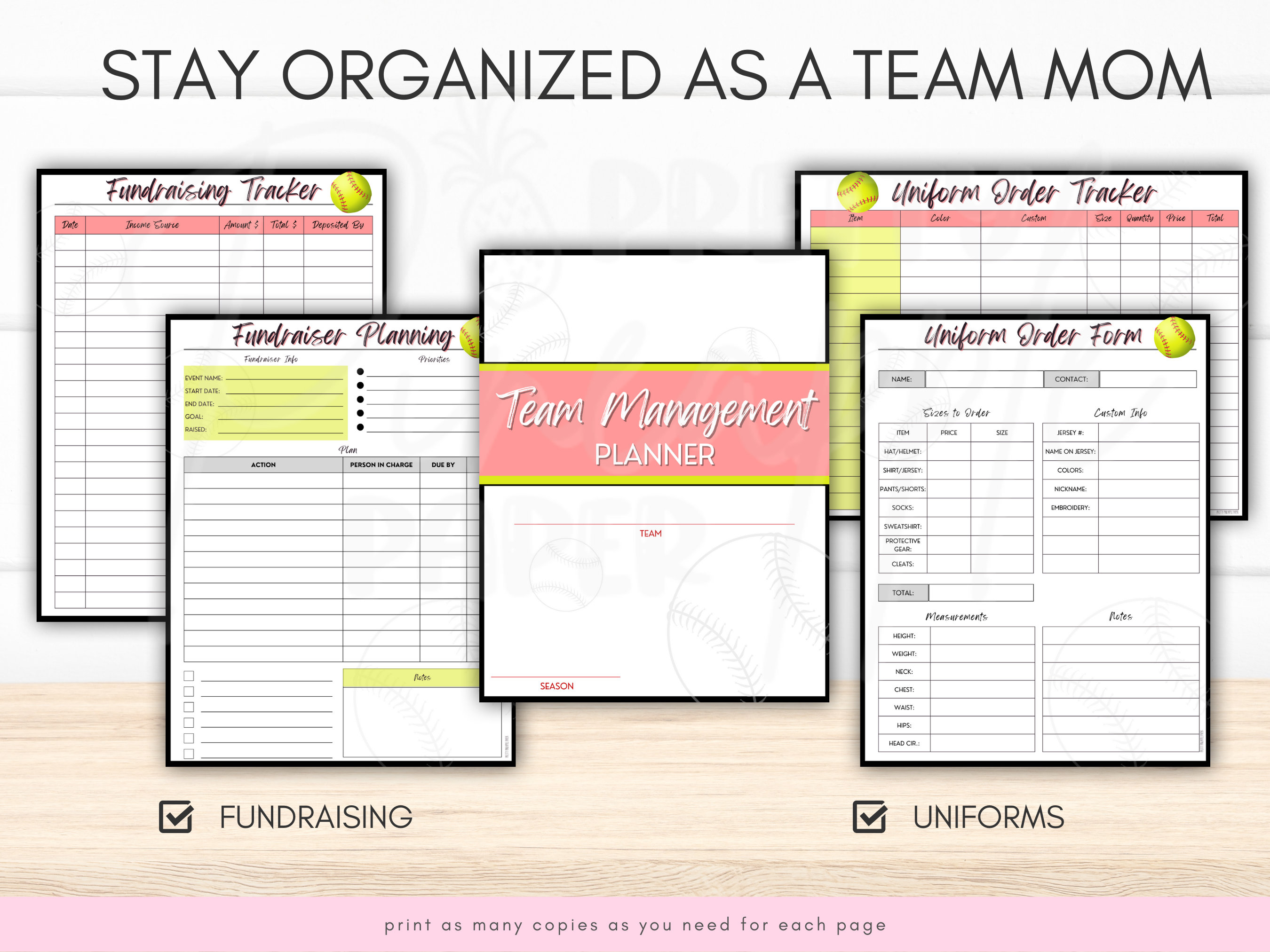Printable Softball Team Management Planner for Coach and Team - Etsy
