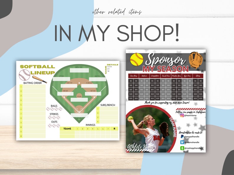 Editable Softball Snack Sign up & Game Schedule Template Bundle ...