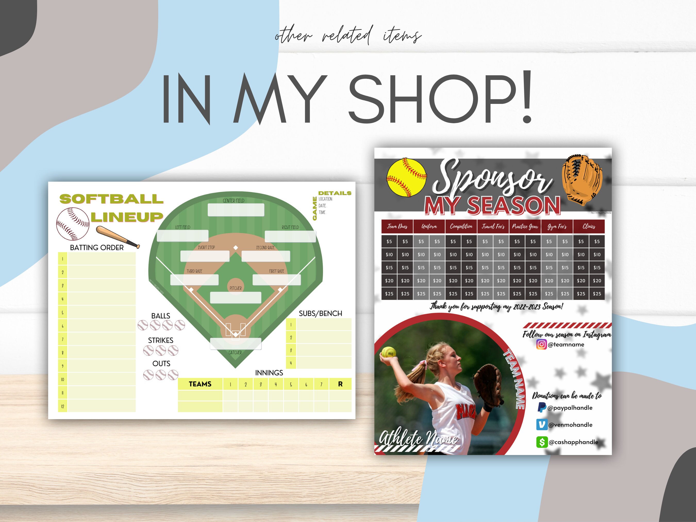 Editable Softball Snack Sign up & Game Schedule Template Bundle ...