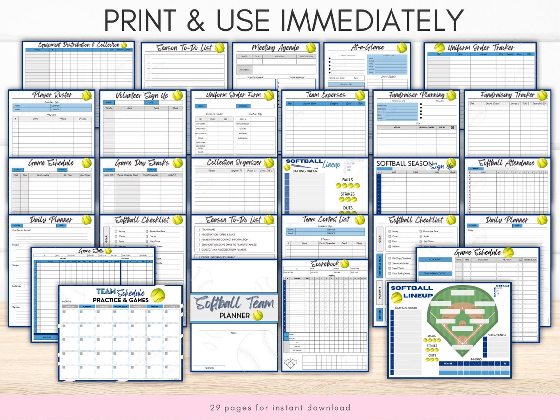 Printable Softball Team Management Planner for Coach and Team - Etsy