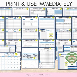 Printable Softball Team Management Planner for Coach and Team Mom, Game ...