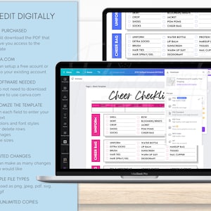 Editable Cheer Checklist Template, Instant Digital Download, Edit in ...