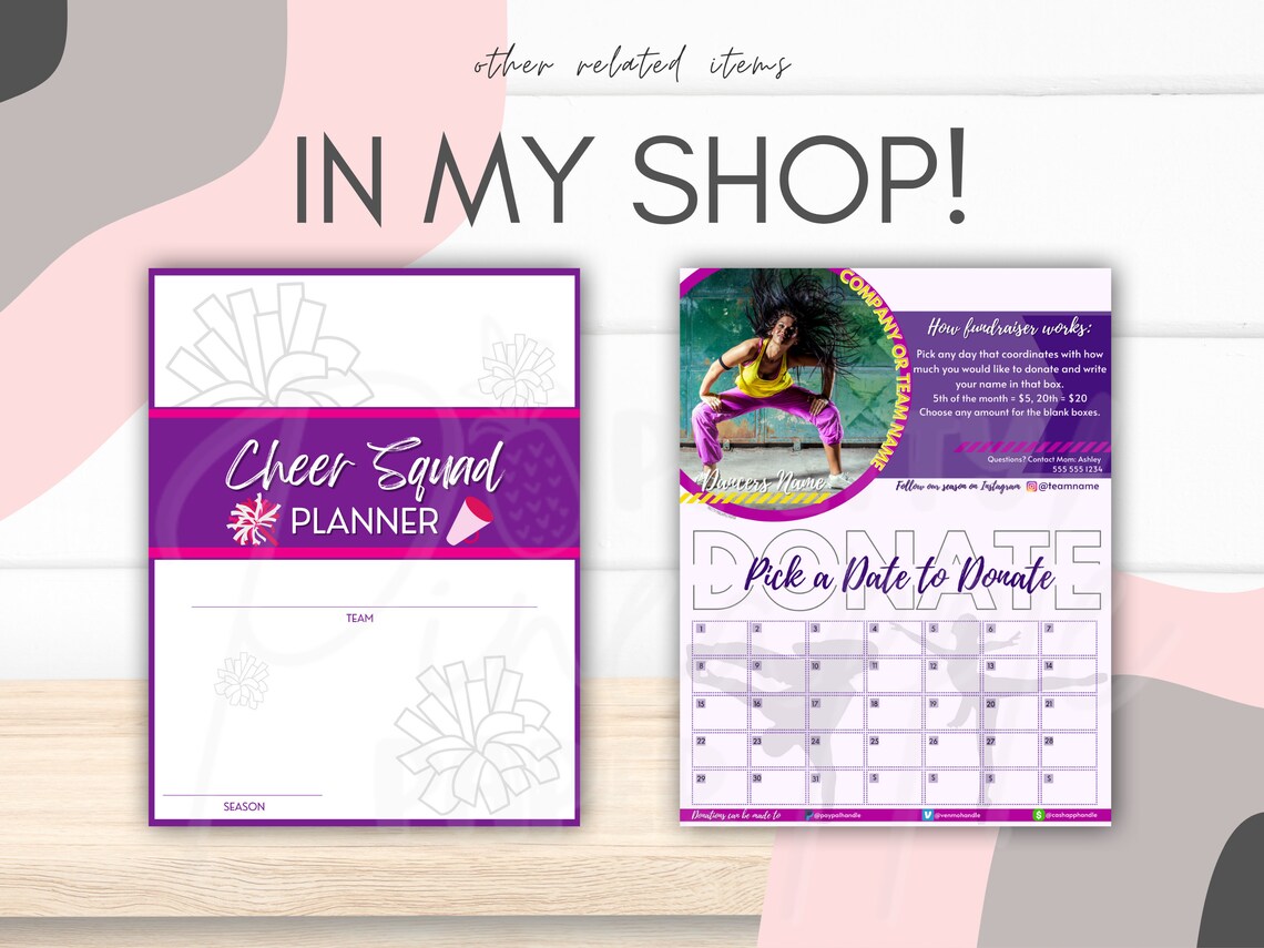 Printable Cheerleader Squad Game Day and Snack Schedule, Instant ...