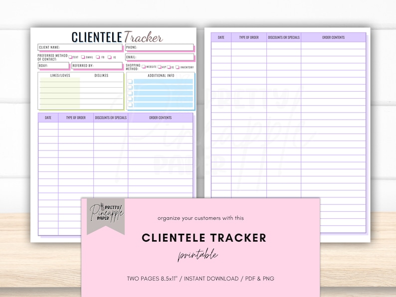 Printable Customer Tracker Planner Sheet Instant Download. Clientele ...