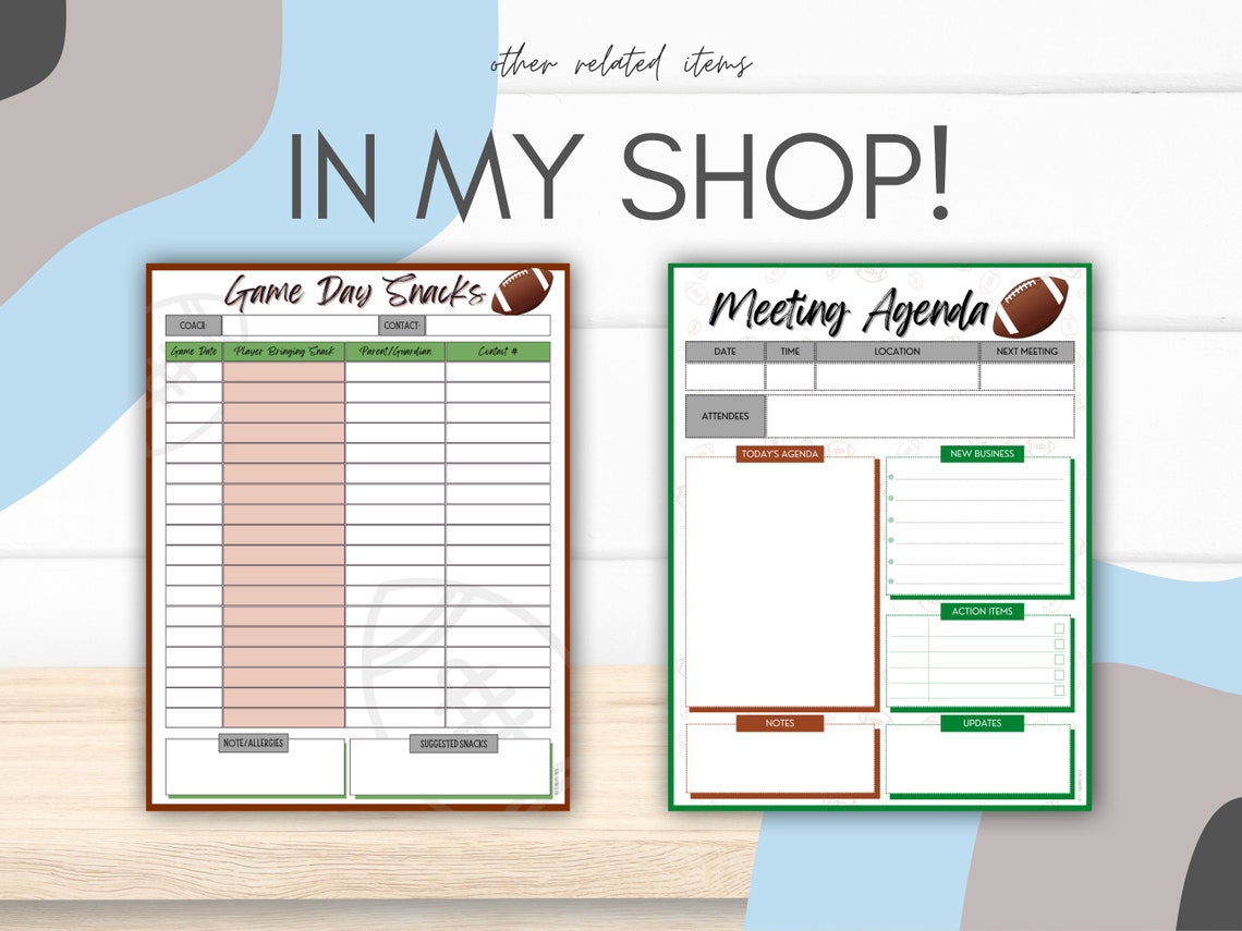 Editable Football Game Schedule Template Instant Download to Organize ...