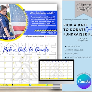 Editable Cub or Boy Scouts - Calendar Fundraiser Template, Pick a Date ...