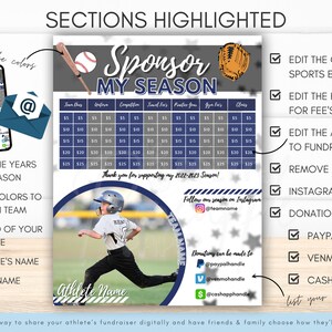Editable Baseball - Sponsor My Season Fundraiser Template, Instant ...