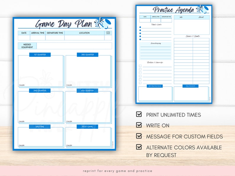 Printable Cheer Game Day Plan and Practice Agenda, Instant Download ...