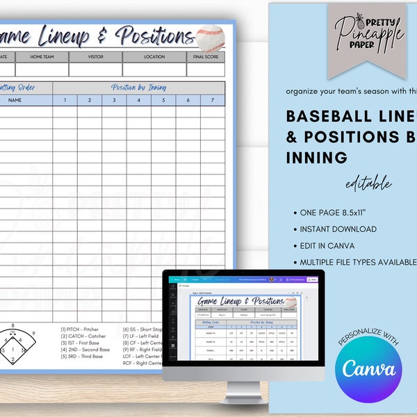 Baseball Game Template Lineup - Etsy