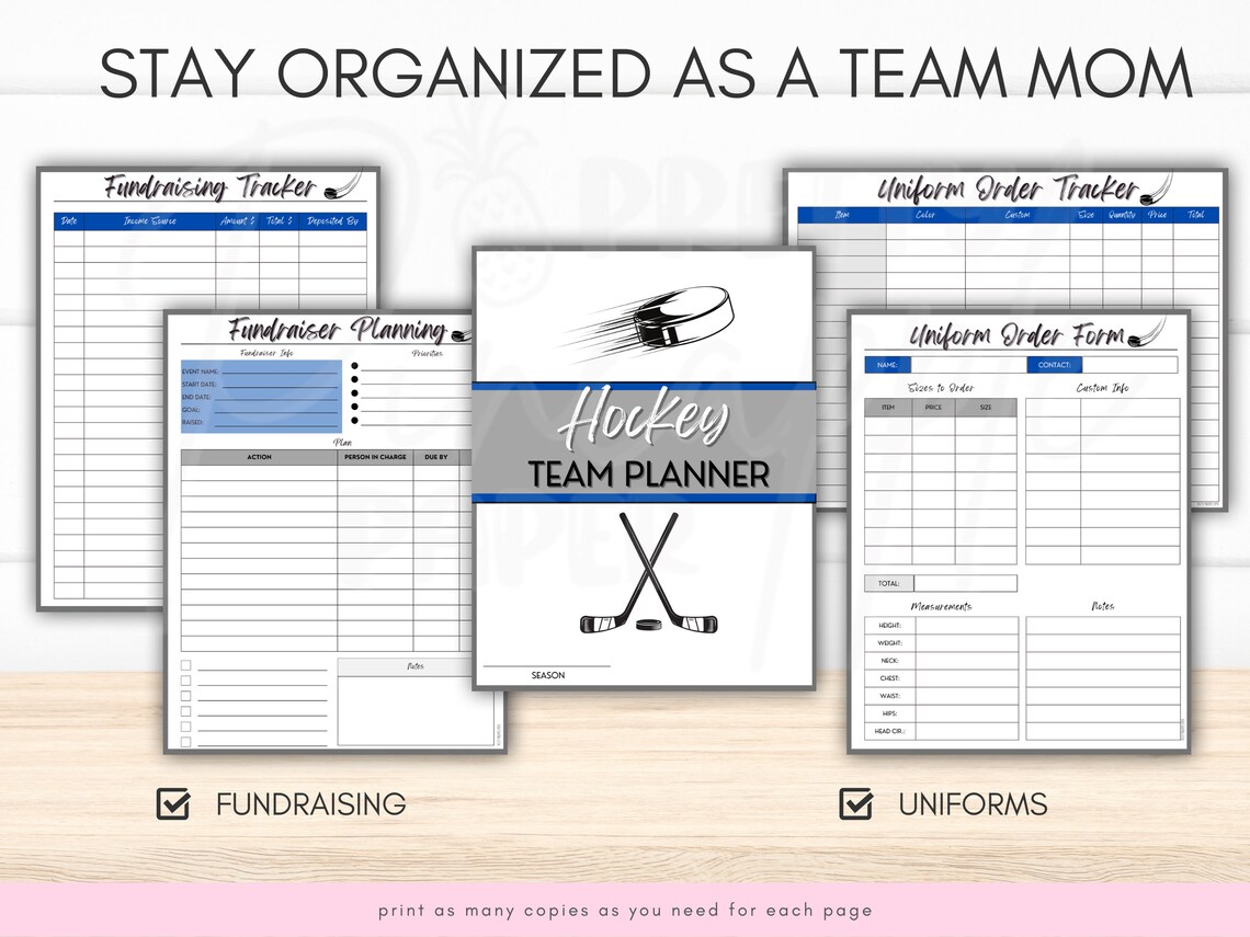 Printable Hockey Team Management Planner for Coach and Team Mom, Game ...