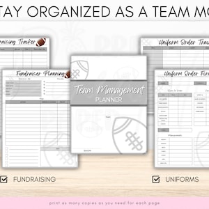 Printable Football Team Management Planner for Coach and Team Mom, Game ...