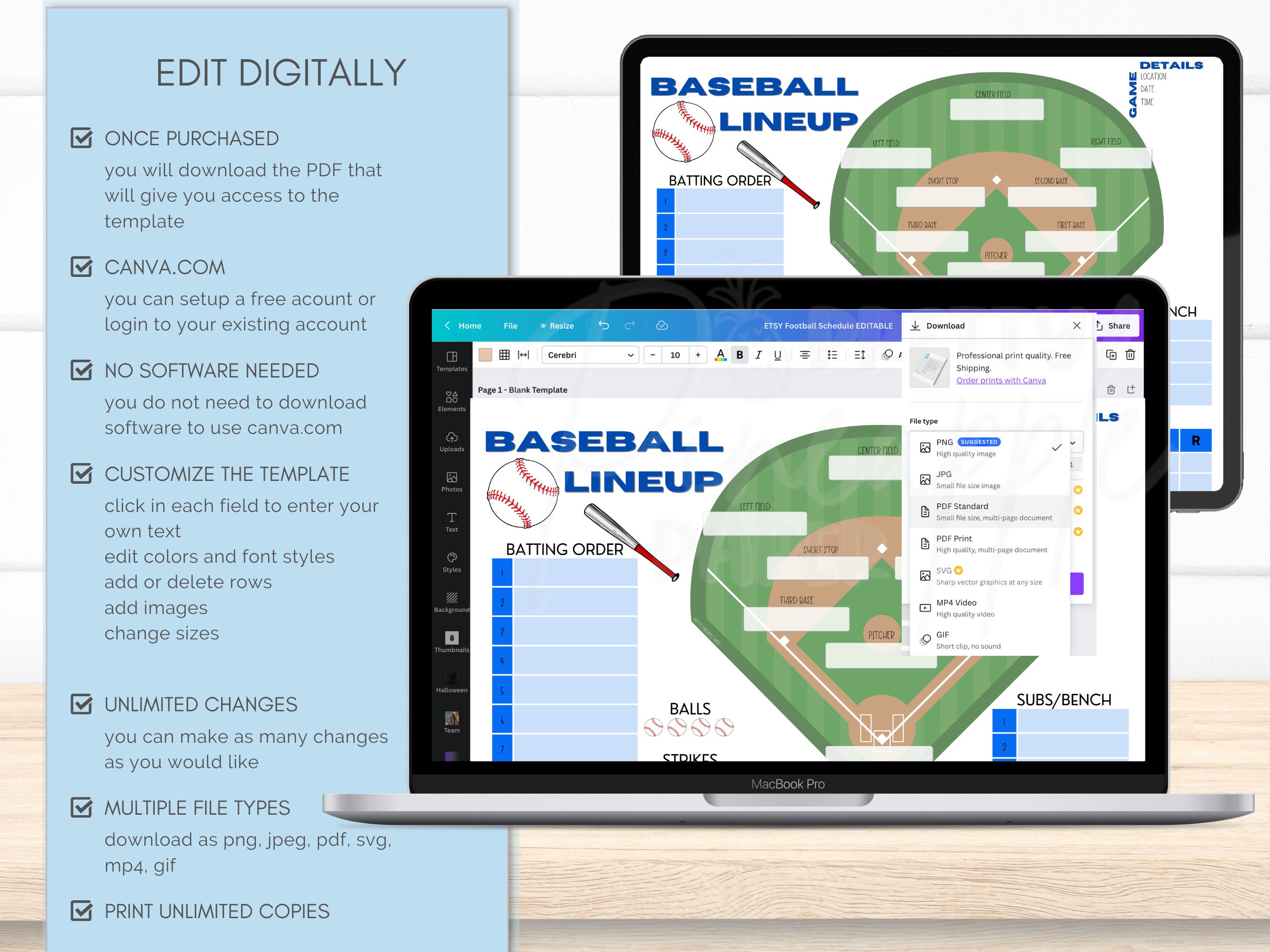 Editable Baseball Line up and Field Position Printable Sheet. Players ...