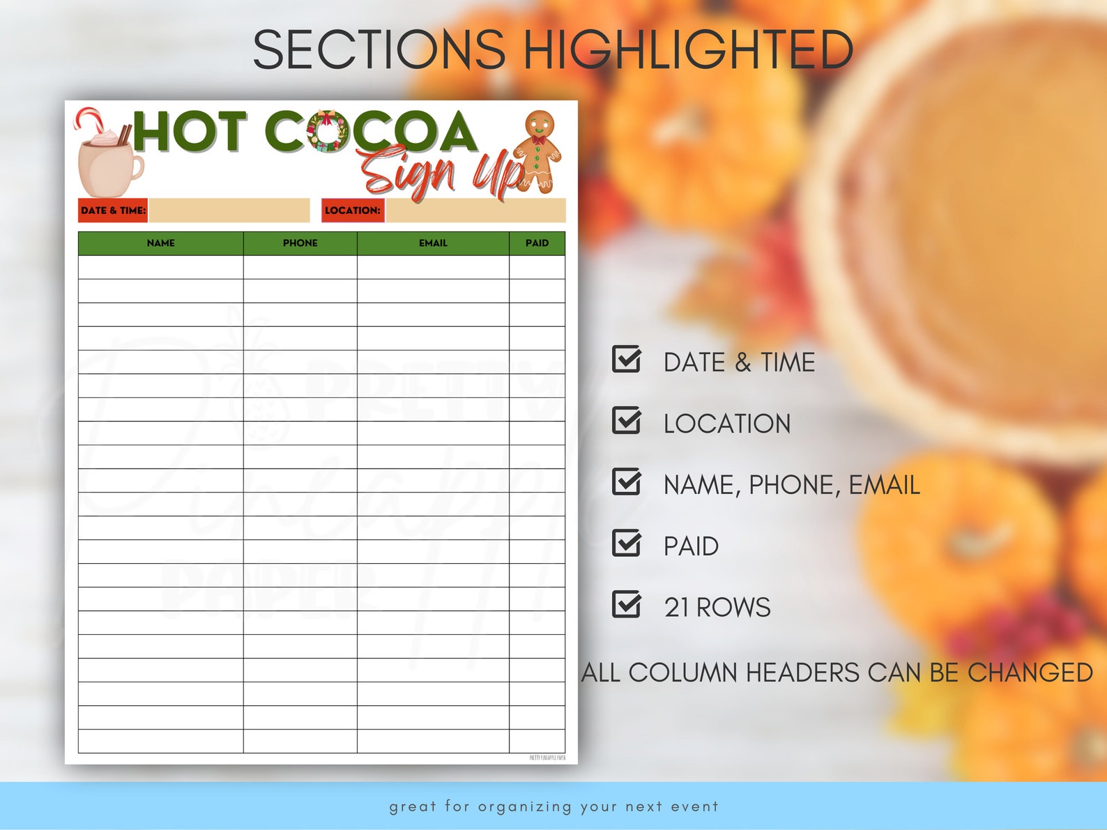 Editable Hot Cocoa Sign up Sheet, Instant Digital Download, Edit in ...