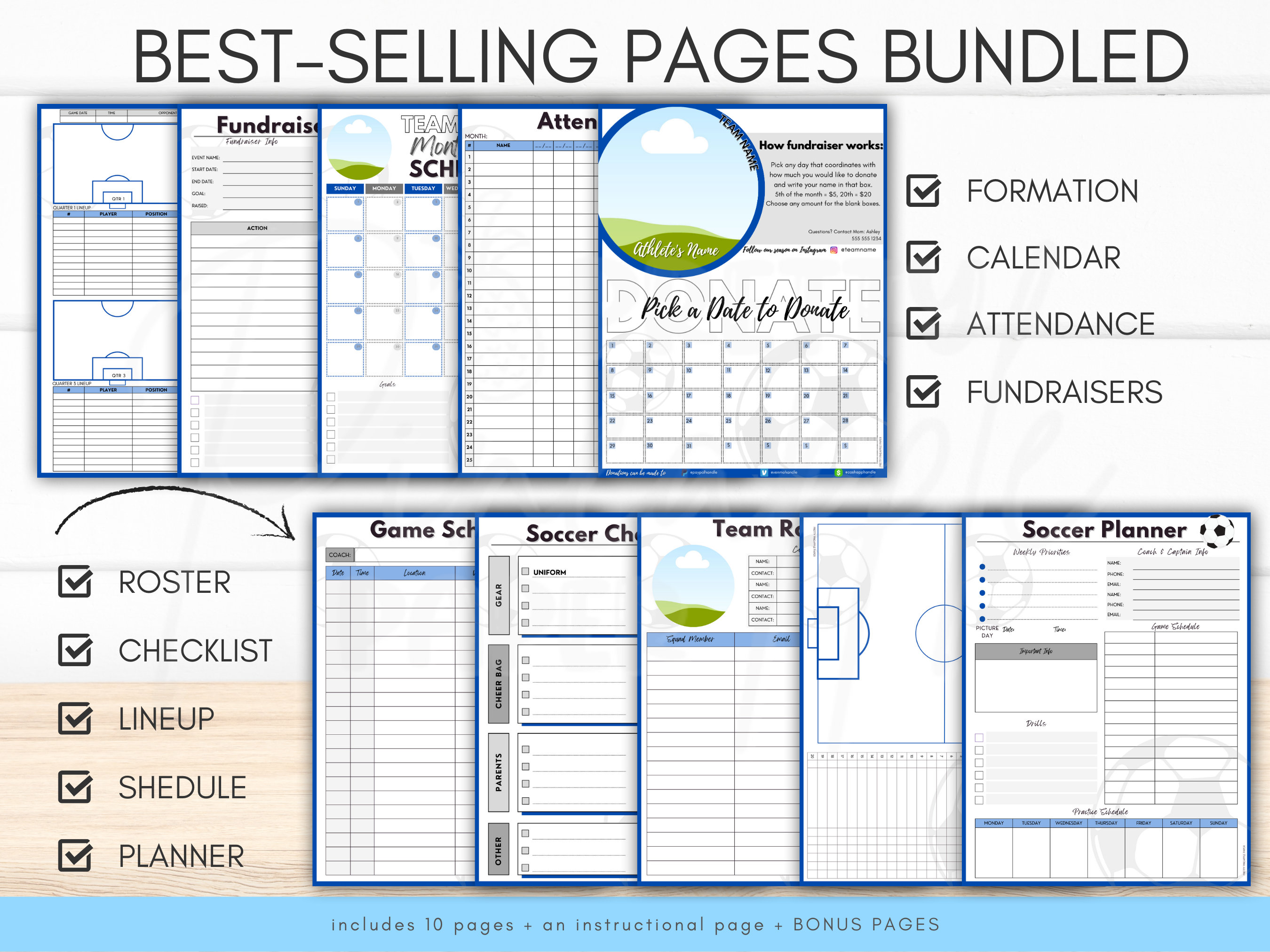 Editable Soccer Organizer Planner Bundle Pages, Coach, Team Mom, Game ...