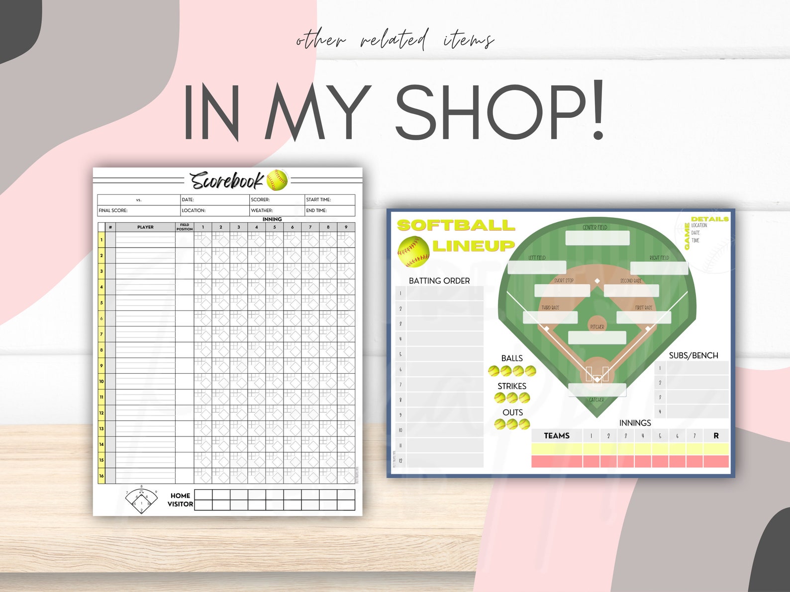 Printable Softball Team Line up and Field Positions, Instant Download ...