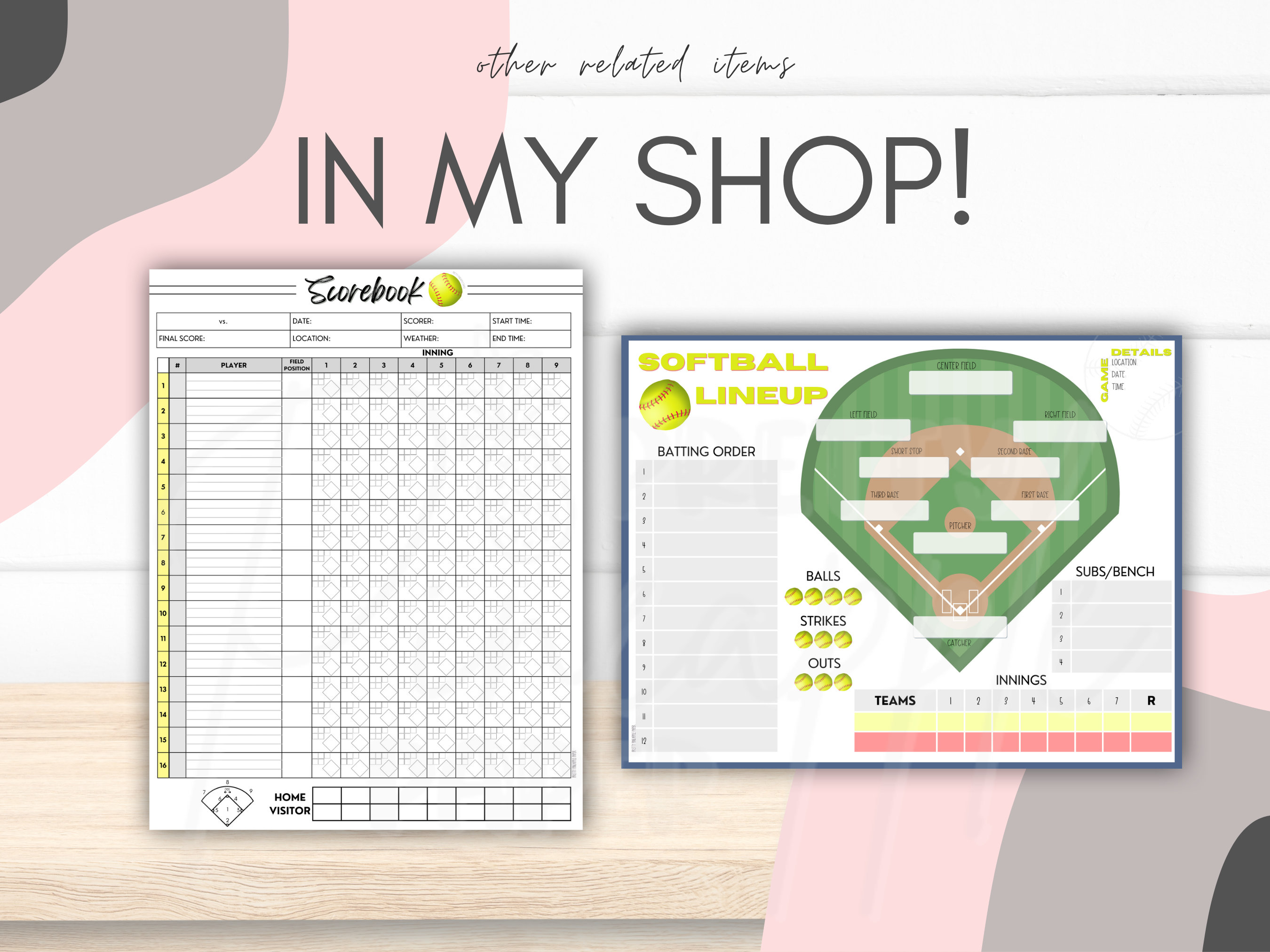 Printable Softball Team Line up and Field Positions, Instant Download ...