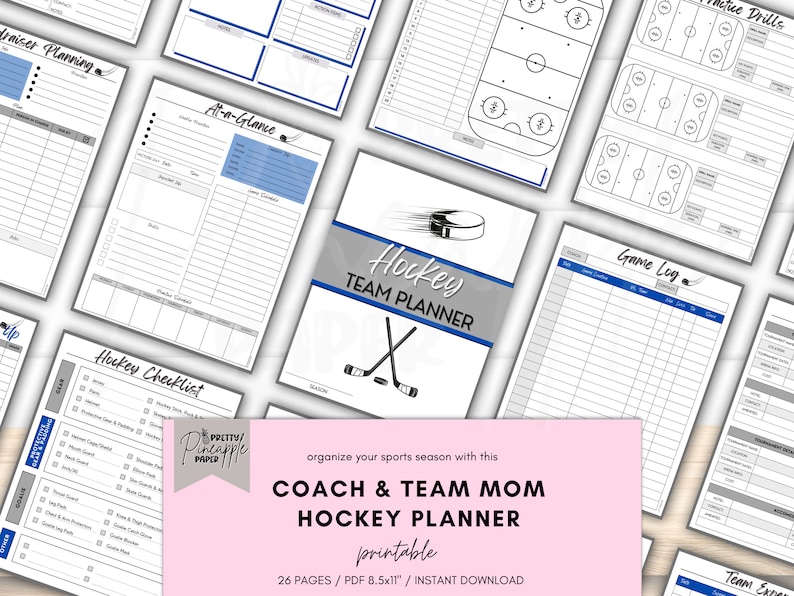Printable Hockey Team Management Planner for Coach and Team Mom, Game ...