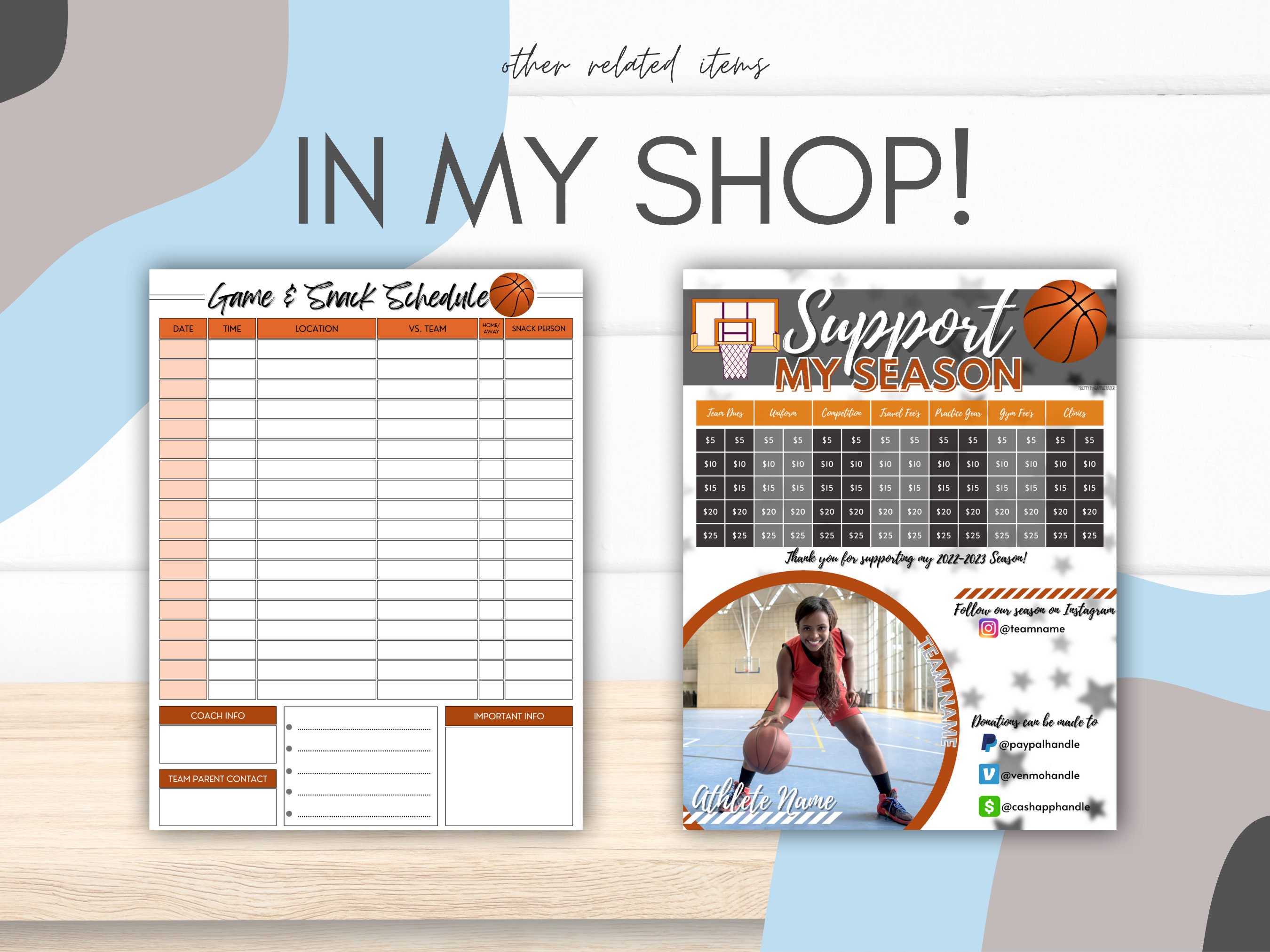 Editable Basketball Season Planner Sheet, Instant Digital Download ...