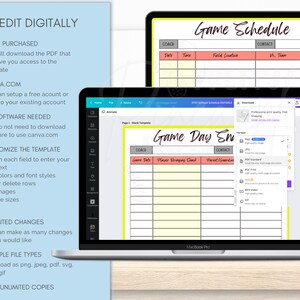 Editable Softball Snack Sign up & Game Schedule Template Bundle ...