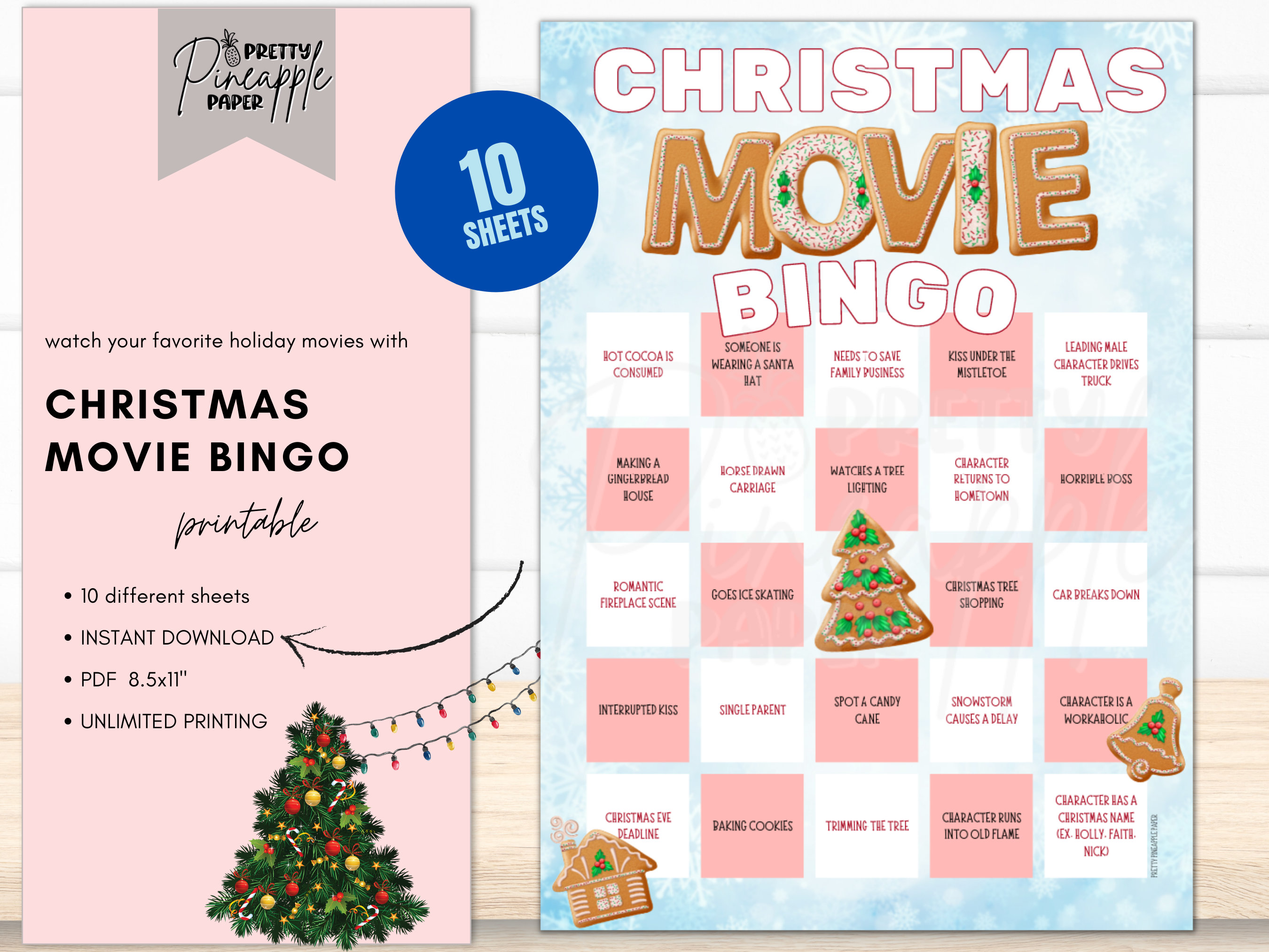 Christmas Movie Bingo Game, Printable Holiday Activity Game, Viewing ...
