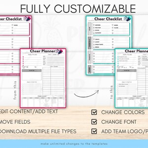Editable Cheer Organizer Planner Bundle Pages, Coach, Team Mom, Captain ...