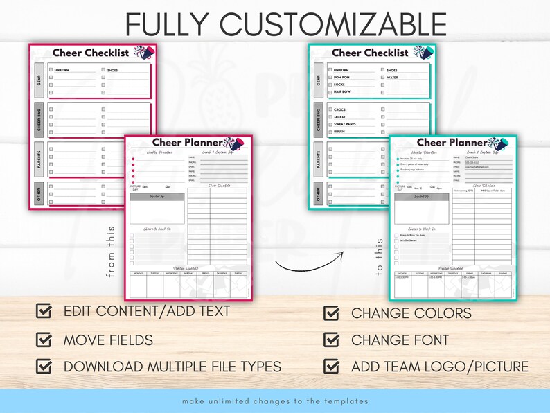 Editable Cheer Organizer Planner Bundle Pages, Coach, Team Mom, Captain ...