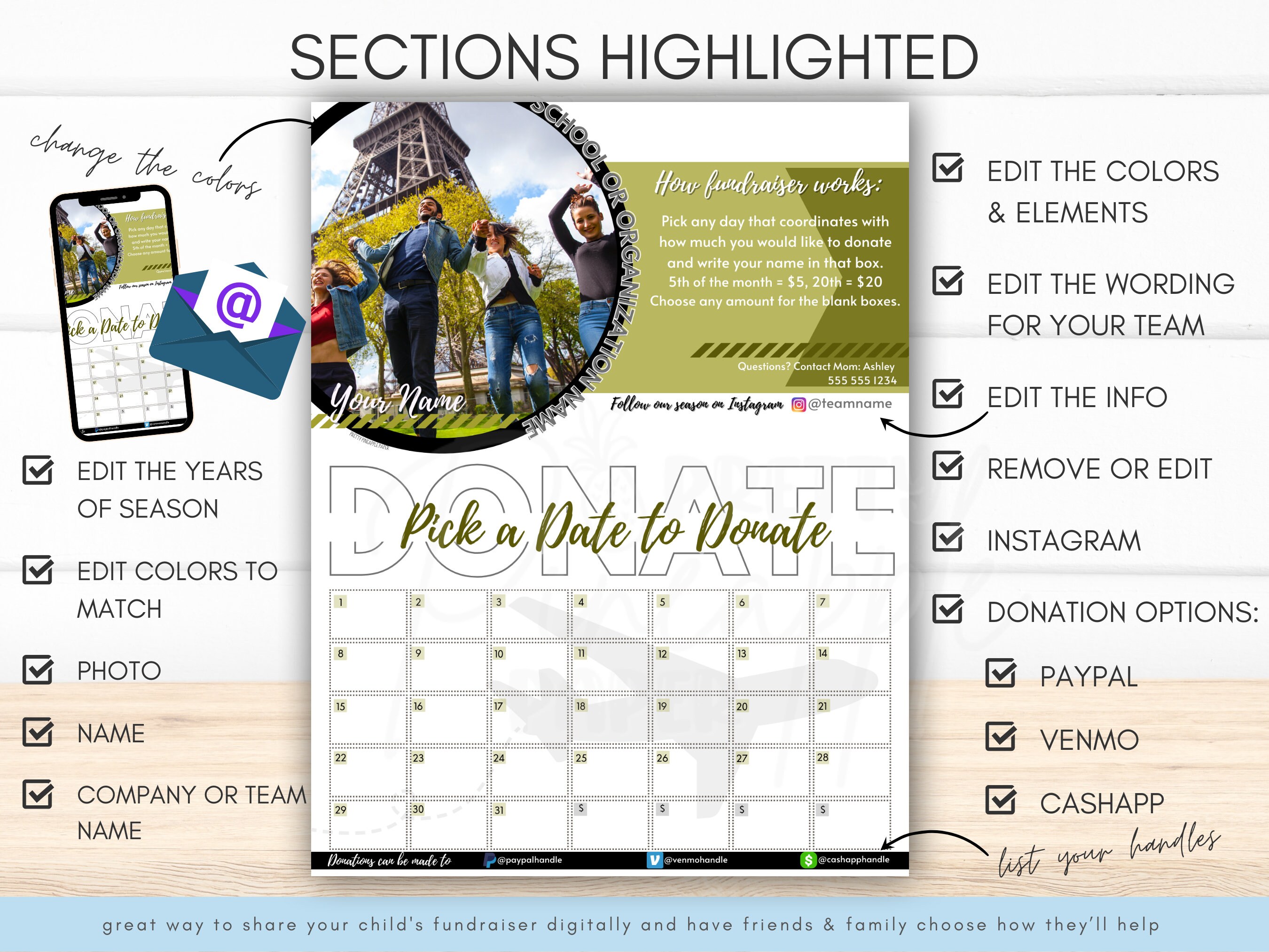 Editable School Trip - Calendar Fundraiser Template, Pick a Date to ...