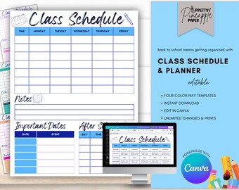 Editable Bell Schedule Template, Instant Digital Download, Bell ...