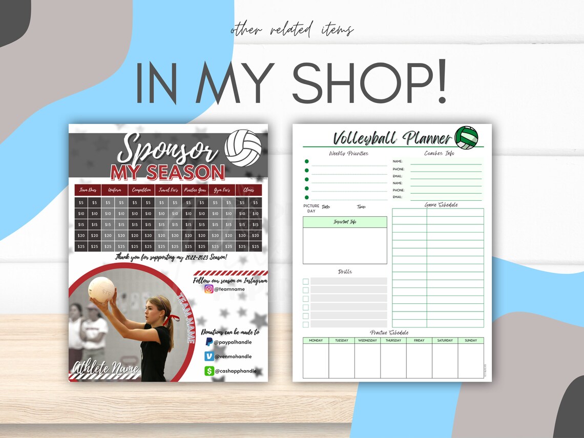 Editable Volleyball Calendar Template, Instant Download Practice Game ...