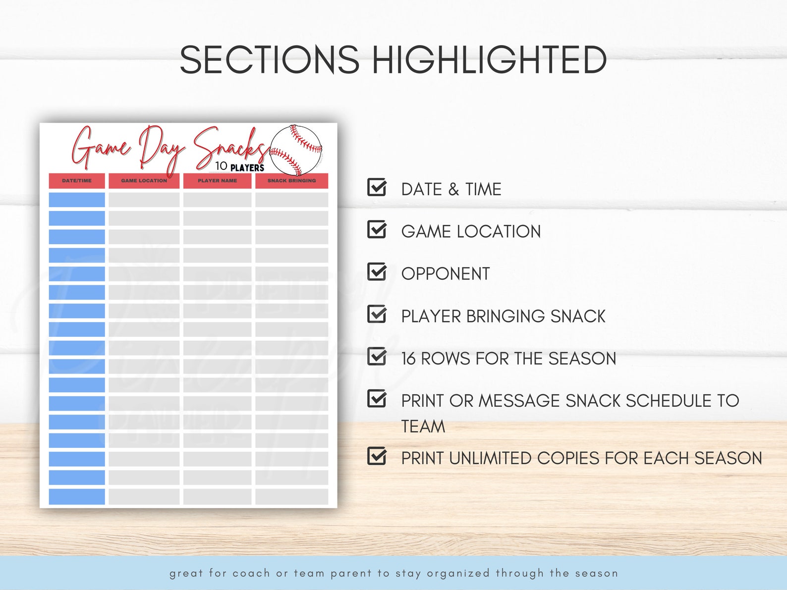 Editable Baseball Game Day Snack Schedule Template Instant Etsy