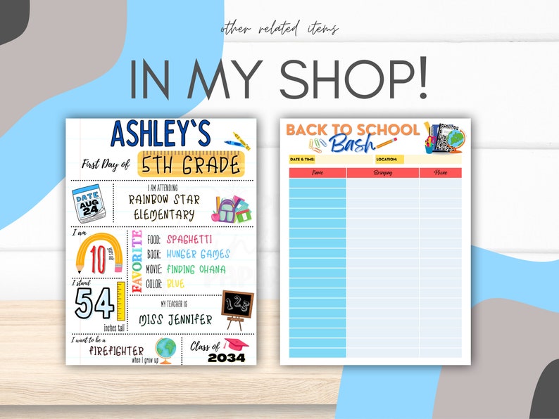Editable Back to School Bash Sign up Sheet, Instant Digital Download ...