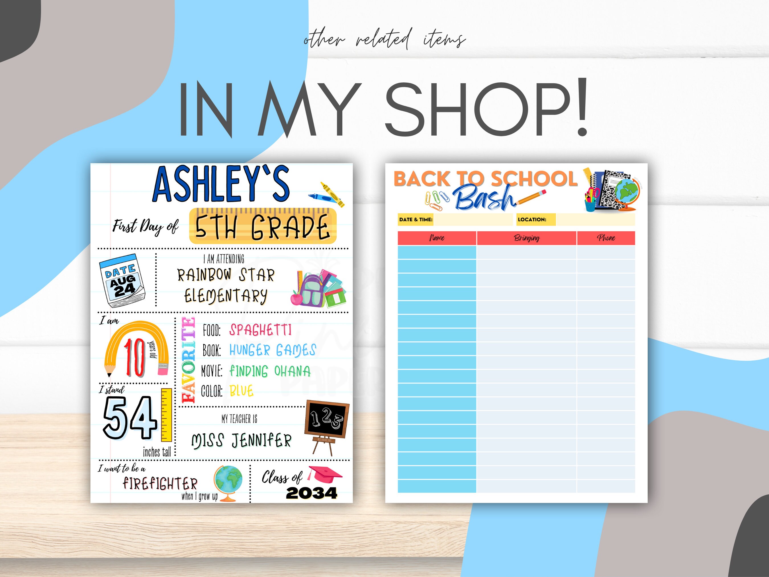 Editable Back to School Bash Sign up Sheet, Instant Digital Download ...