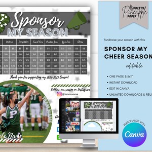 Editable Cheerleader Sponsor My Season Fundraiser Template - Etsy