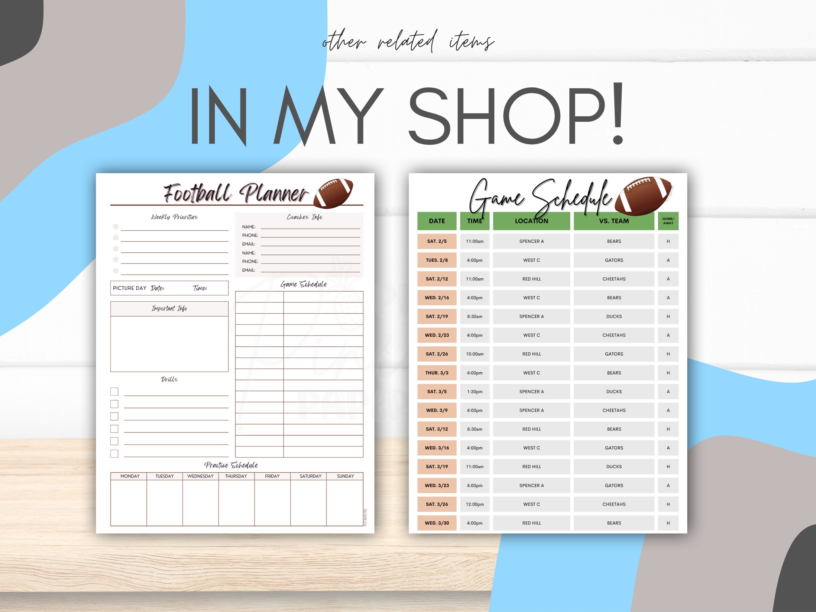 Editable Football Calendar Template, Instant Download Practice and ...