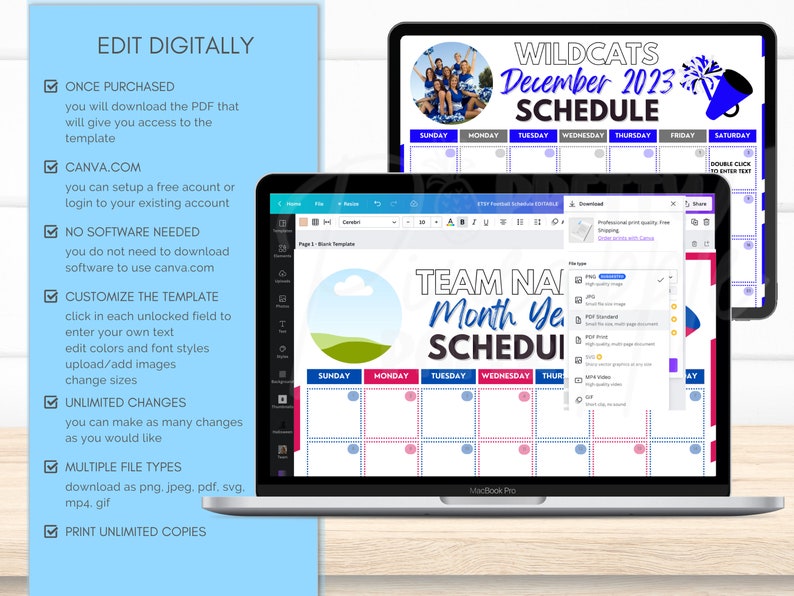 Editable Cheer Calendar Template, Instant Download Practice Game ...