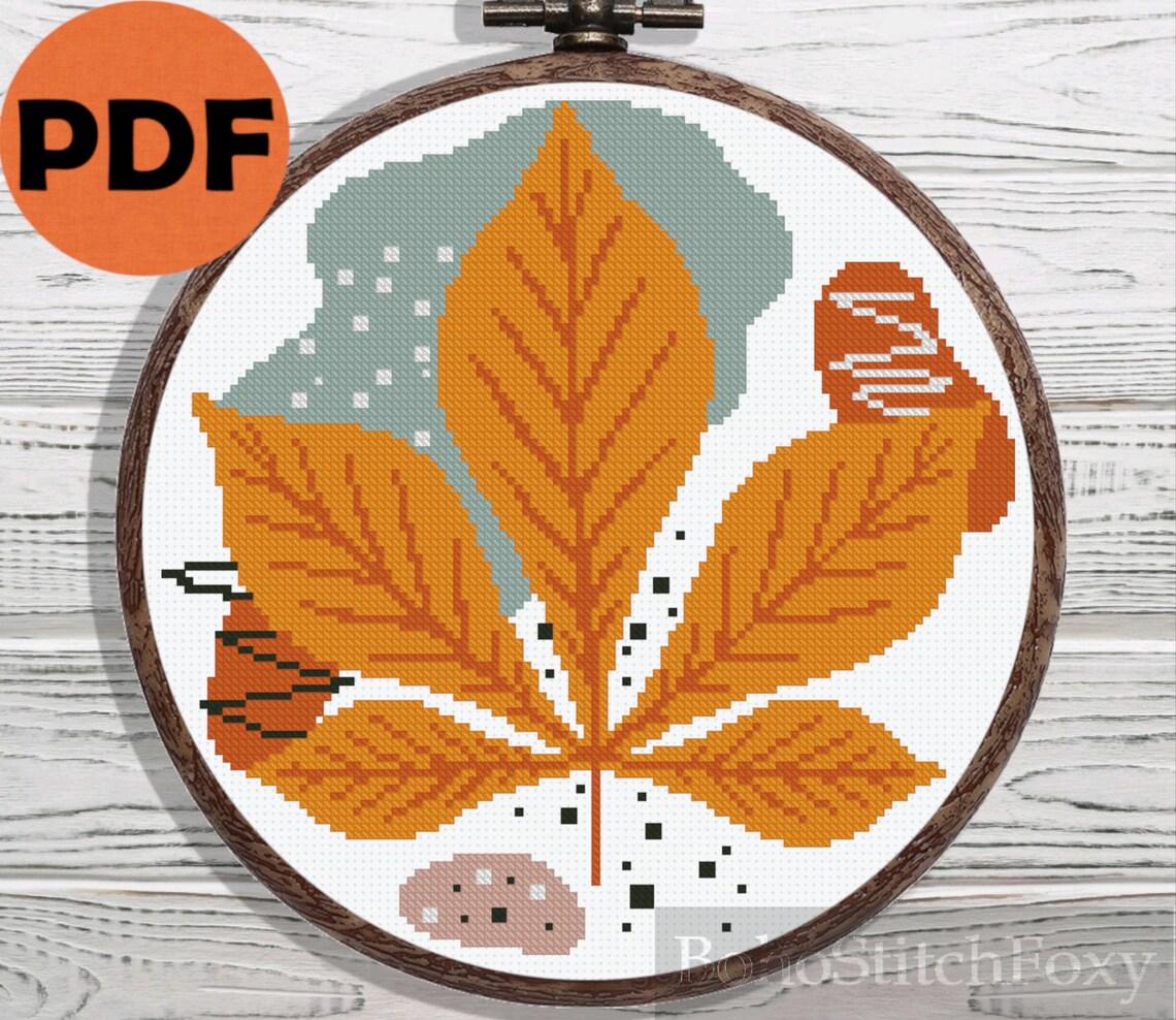 Autumn Leaves Cross Stitch Pattern PDF, Nature Cross Stitch Pattern ...