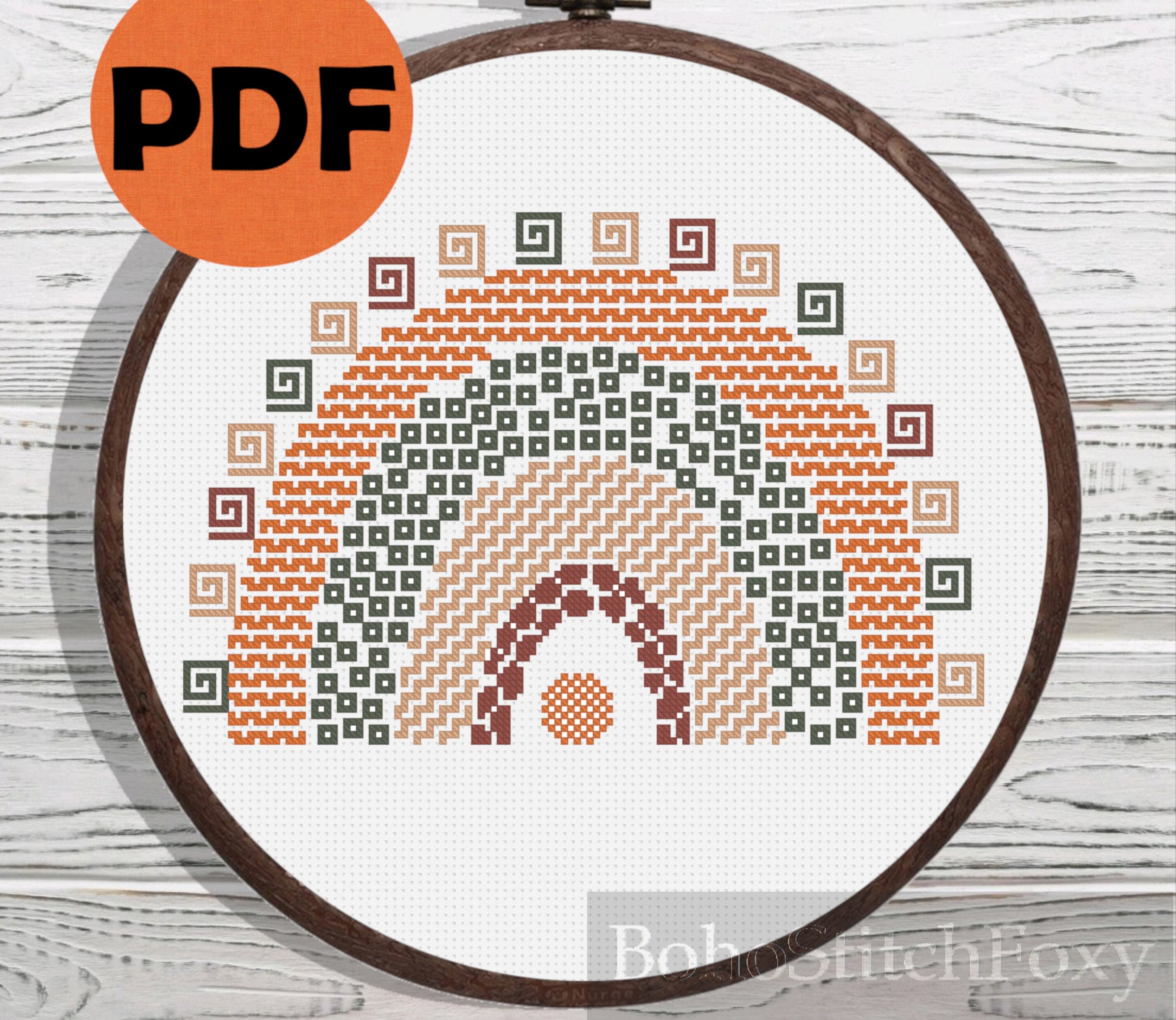 Geometric Bono Rainbow Cross Stitch Pattern PDF, Easy Small Counted ...