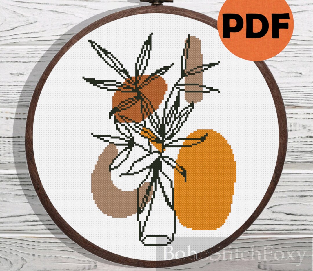 Line Art Leaves Cross Stitch Pattern PDF, Easy Small Leaves Counted ...