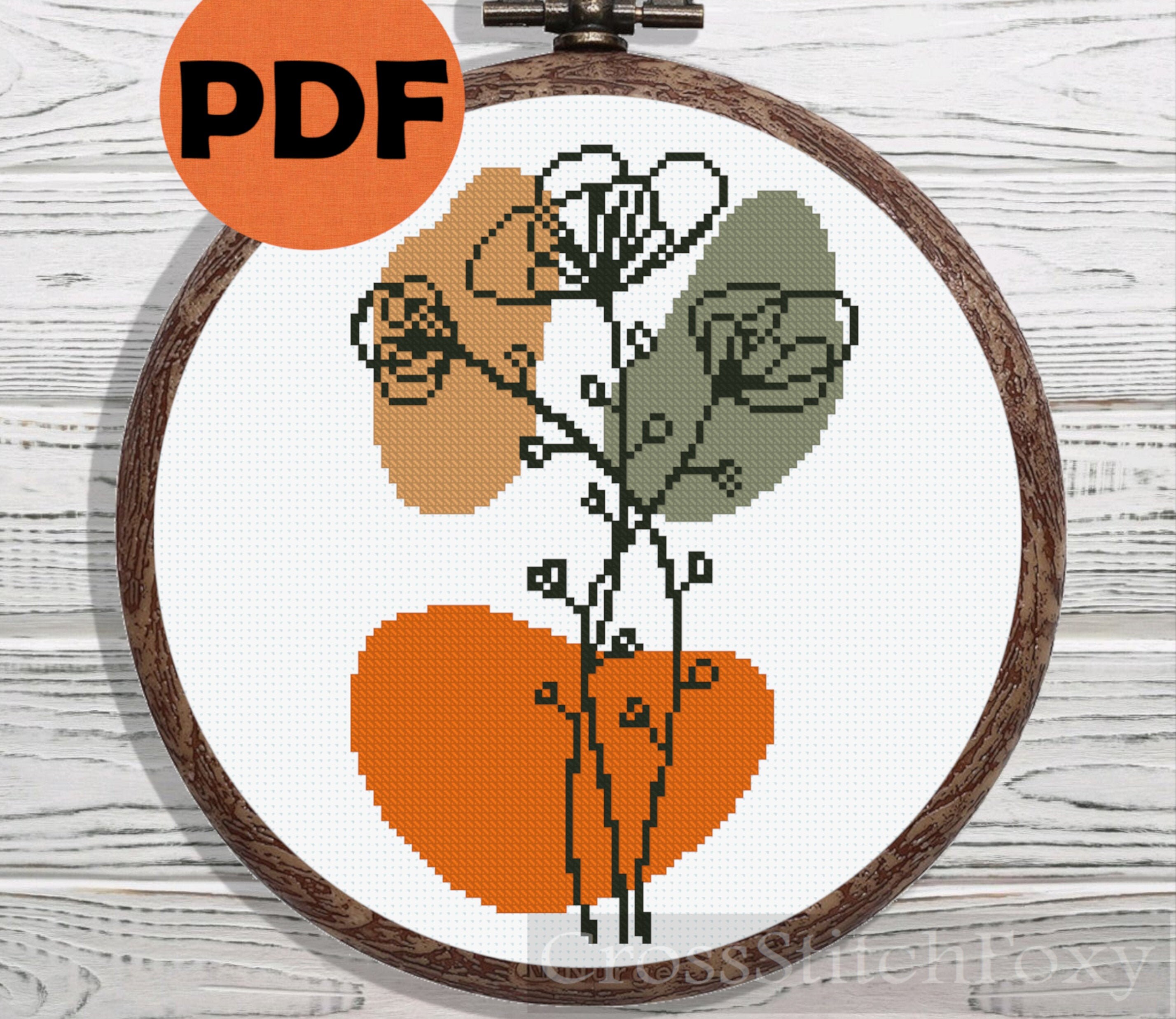 Modern Boho Cross Stitch Pattern PDF Easy Small Leaves - Etsy