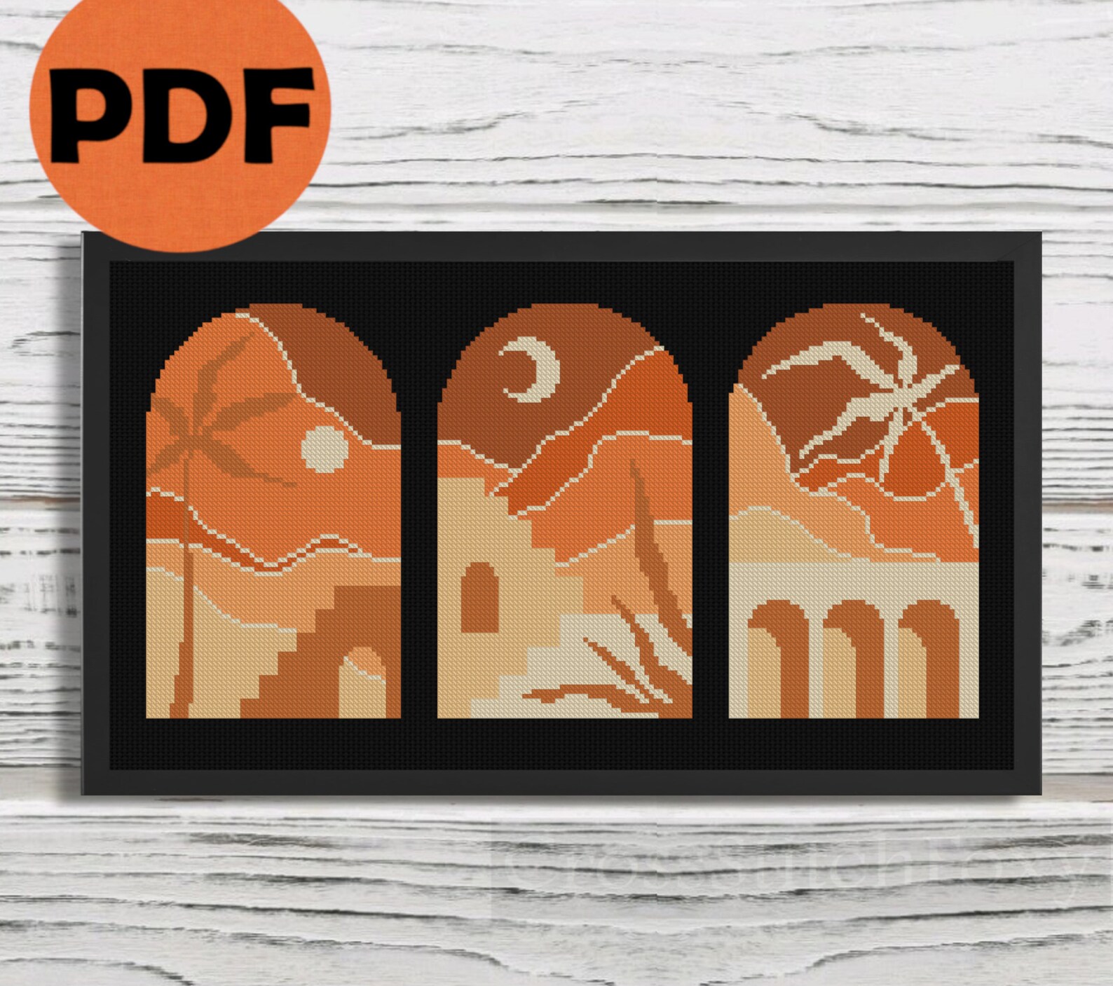 Boho Landscape Cross Stitch Pattern PDF Nature Cross Stitch Pattern ...