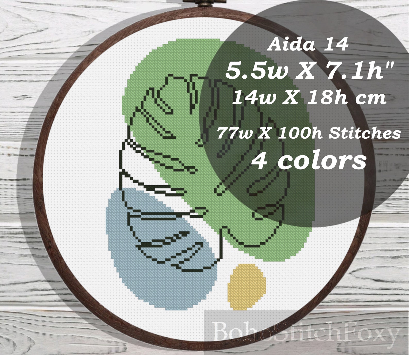 Monstera Leaf Cross Stitch Pattern PDF Easy Small Minimalist - Etsy