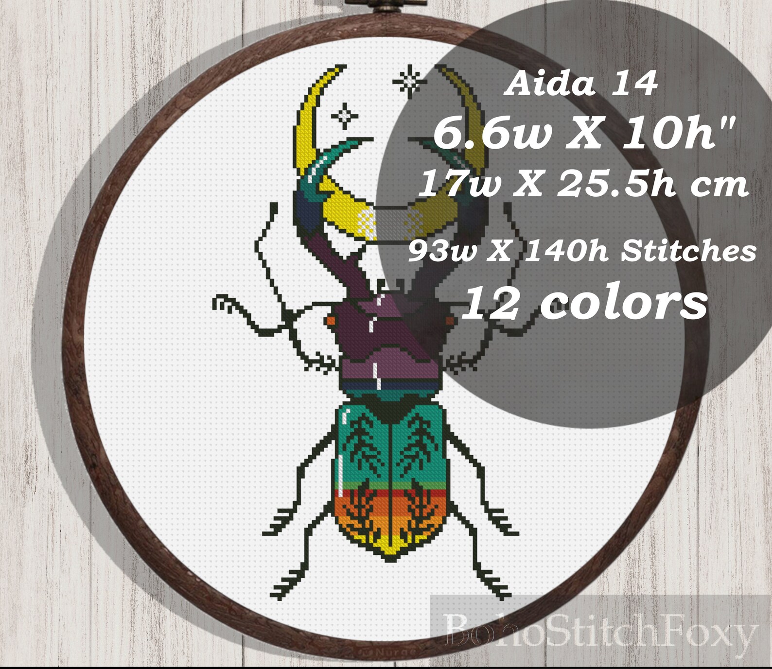 Boho Bug Cross Stitch Pattern PDF Insect Cross Stitch - Etsy