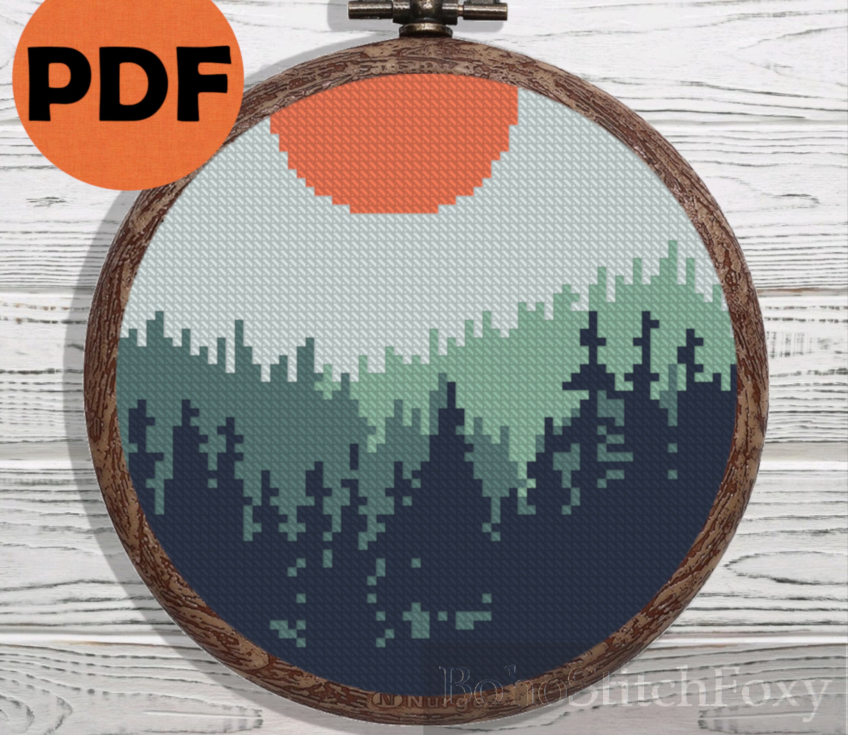 Easy Small Forest Landscape Cross Stitch Pattern PDF Nature - Etsy