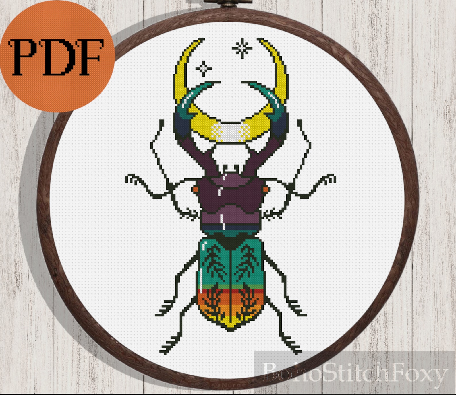 Boho Bug Cross Stitch Pattern PDF Insect Cross Stitch - Etsy