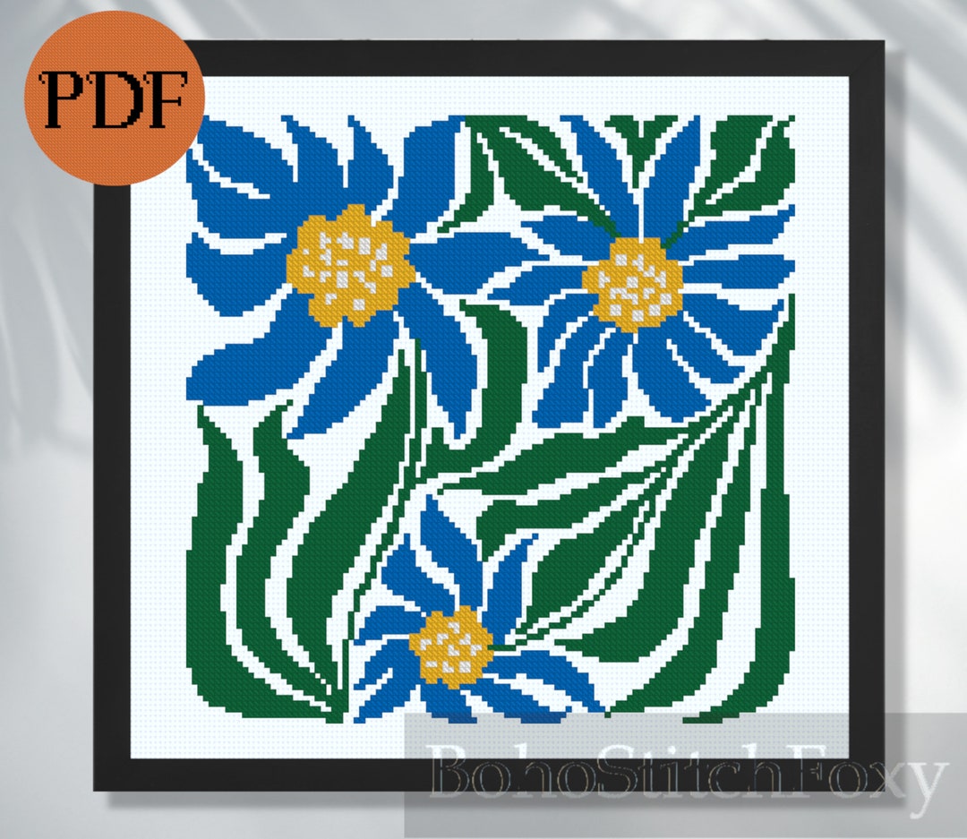 Floral Abstract Cross Stitch Pattern PDF, Easy Matisse Style Pattern ...
