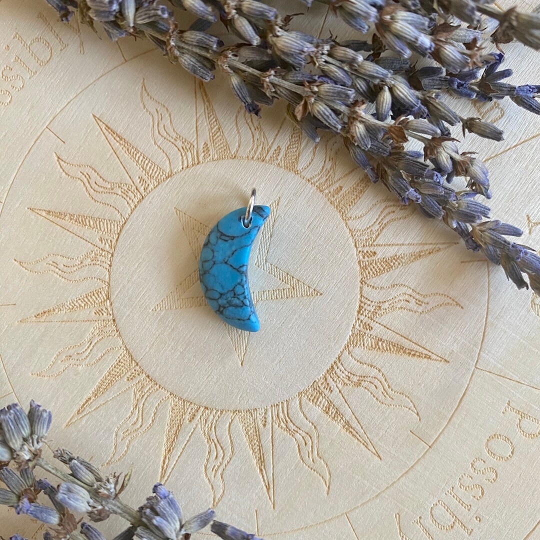 Turquoise Crescent Moon Pendant Silver or Gold Turquoise Pendant ...
