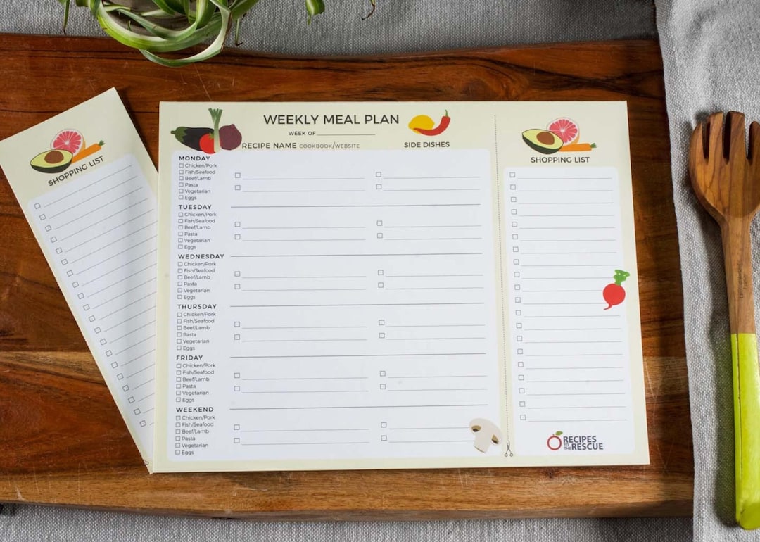 Weekly Meal Planner Notepad With Detachable Grocery List, 50 Tear-away ...
