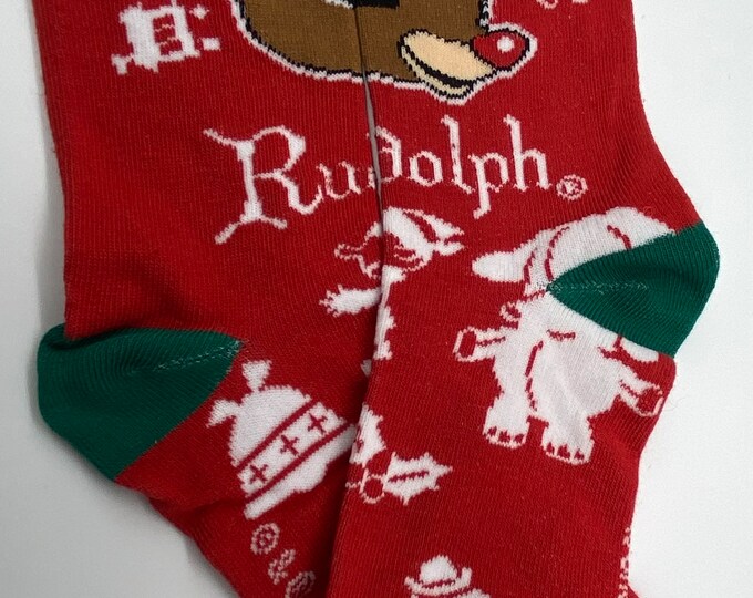 Classic Rudolph Socks - Etsy