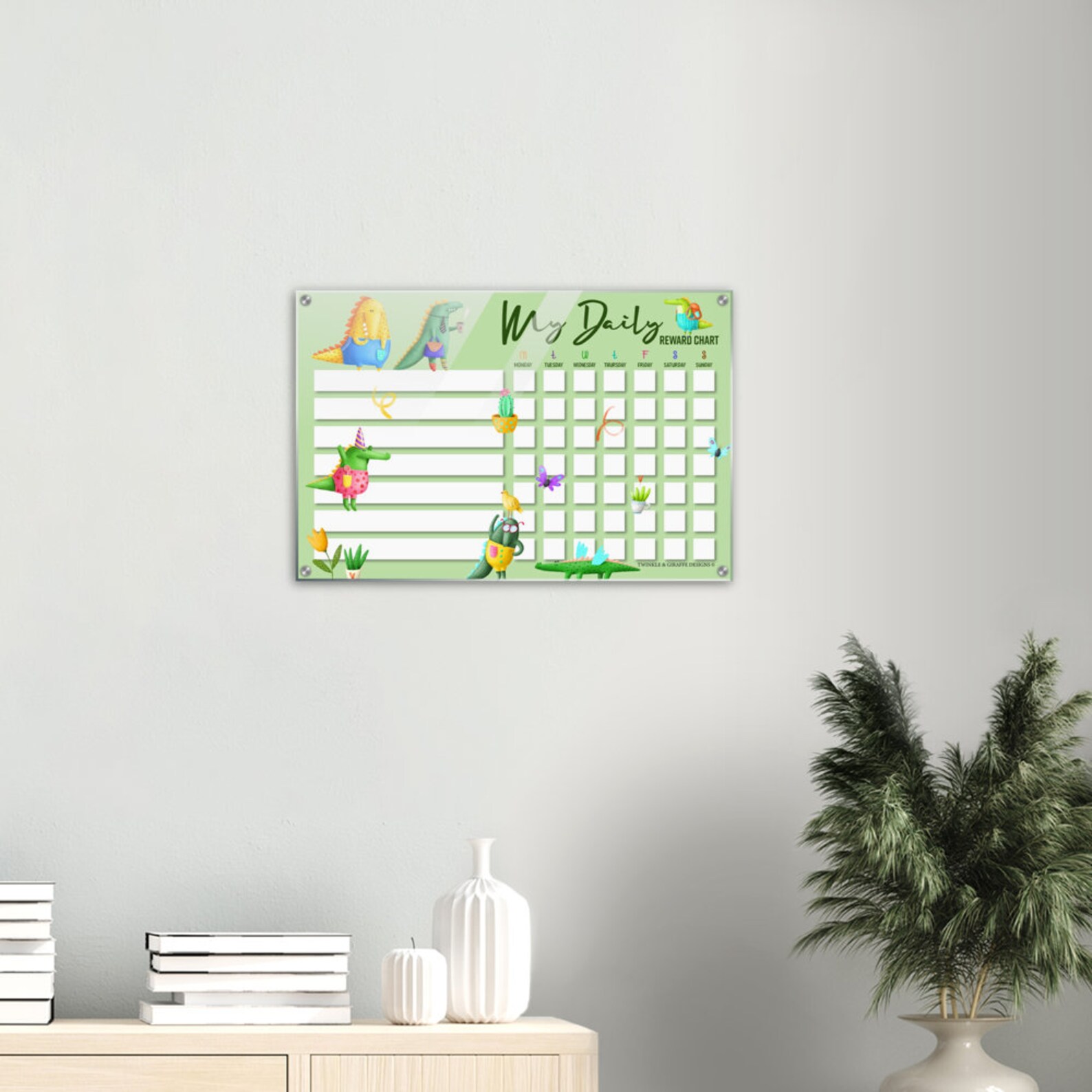 Crocodile Acrylic Print, Personalized Chore Chart, Acrylic Chore Chart ...