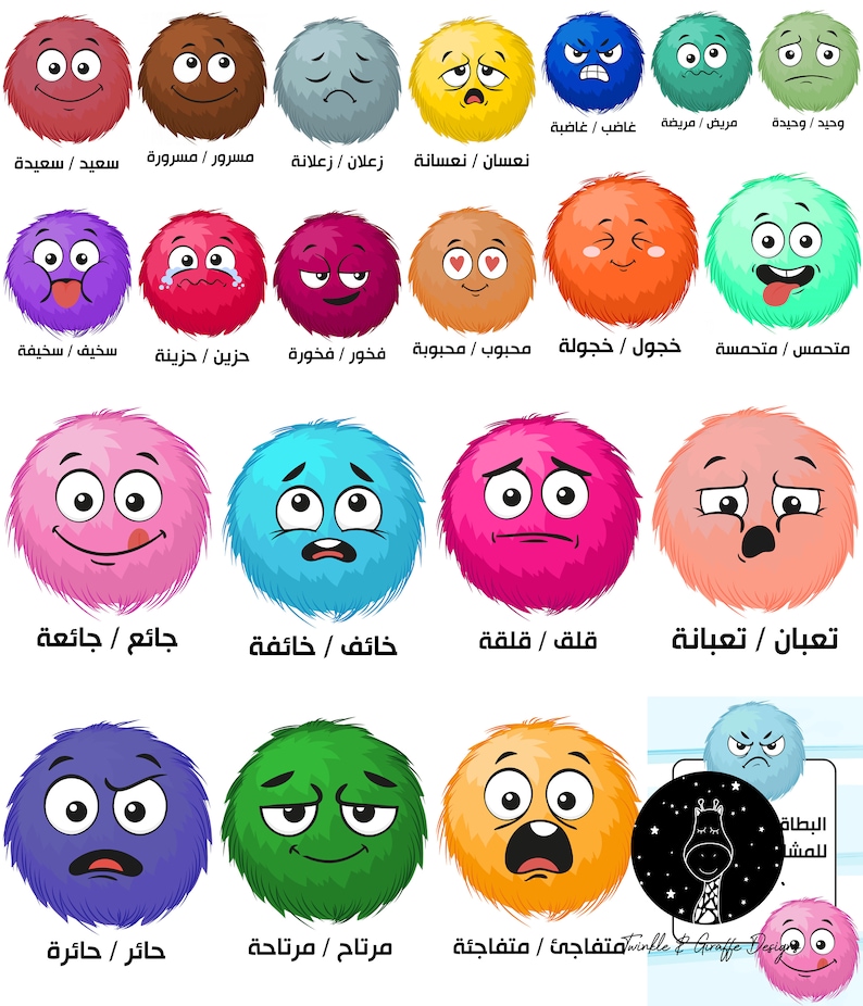 Digital Printable Arabic Emotions Flashcards - Set of 21 - Etsy
